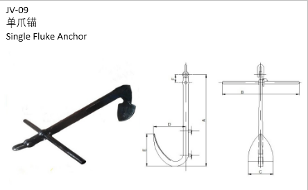 Black Color 2000kg 3000kg 4000kg Boat Mooring Single Fluke Anchor
